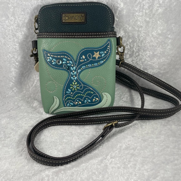 Chala | Bags | Chala Teal And Navy Whale Tail Crossbody Bag | Poshmark